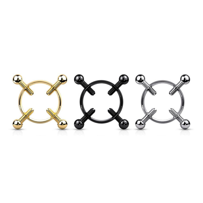 Surgical Steel Non-Piercing Adjustable Nipple Ring Clamp & 4 Screws ...