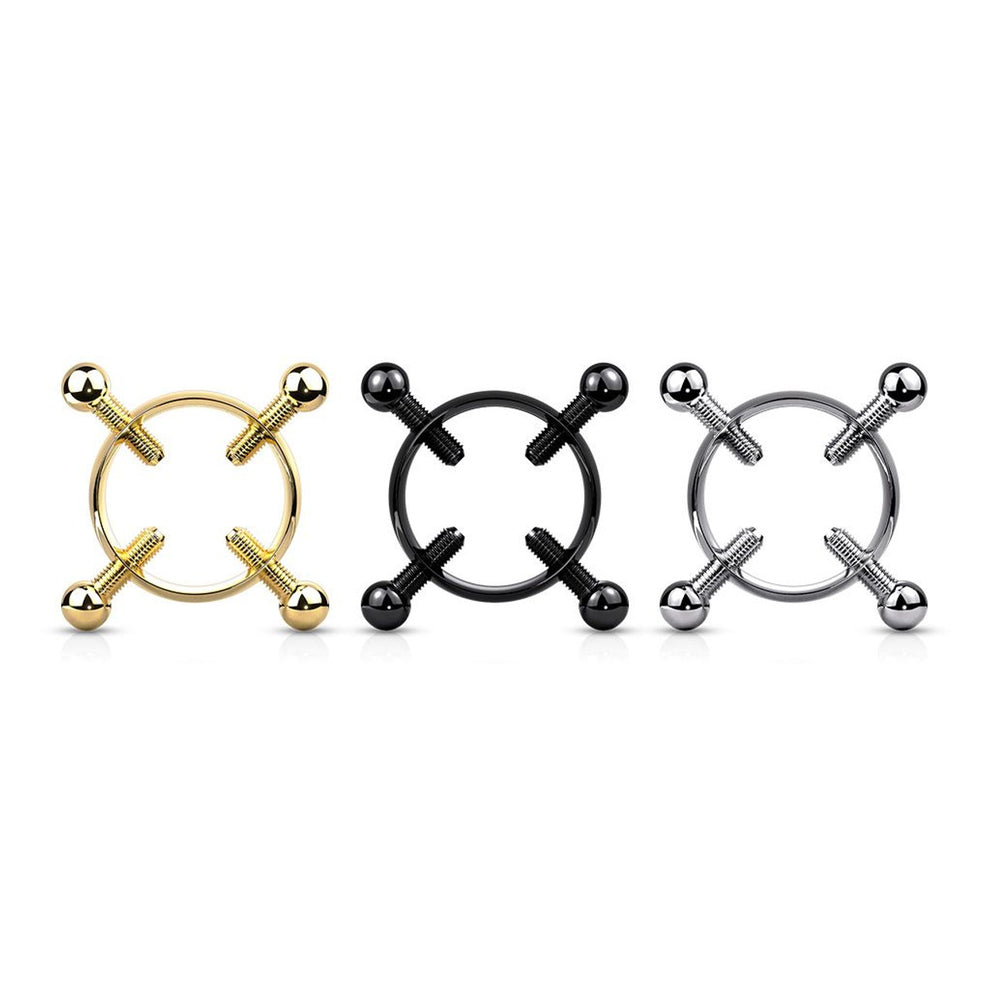 Surgical Steel Non-Piercing Adjustable Nipple Ring Clamp & 4 Screws ...
